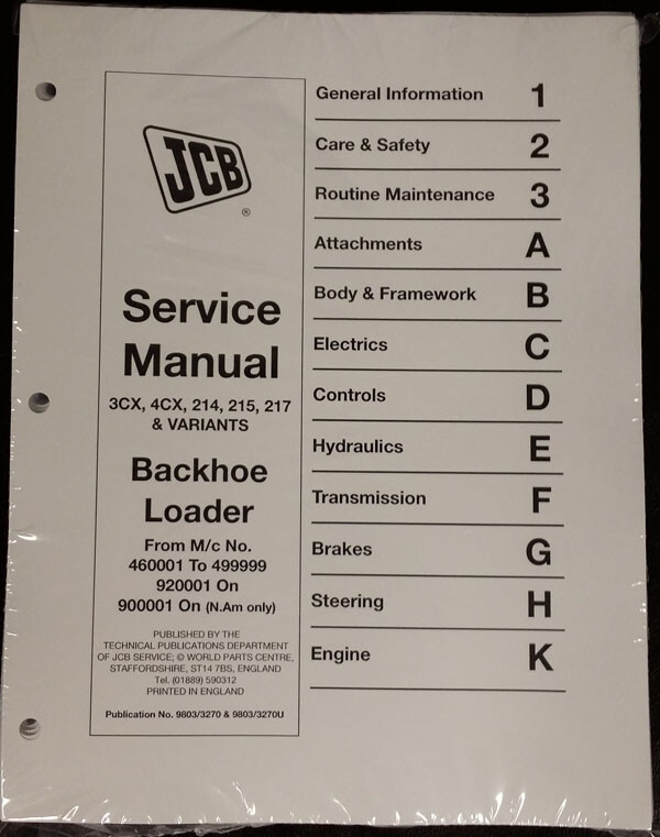 JCB 3CX, 4CX, 214, 214E, 215, 217 Service Repair Shop Manual - Part ...