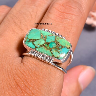 Green Copper Turquoise Gemstone Ring 925 Sterling Silver Beautiful Ring ...