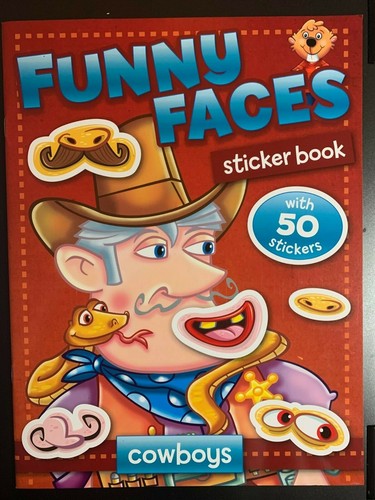 FUNNY FACES STICKER BOOK COWBOYS WITH 50 STICKERS BRAND NEW FUN FOR ...
