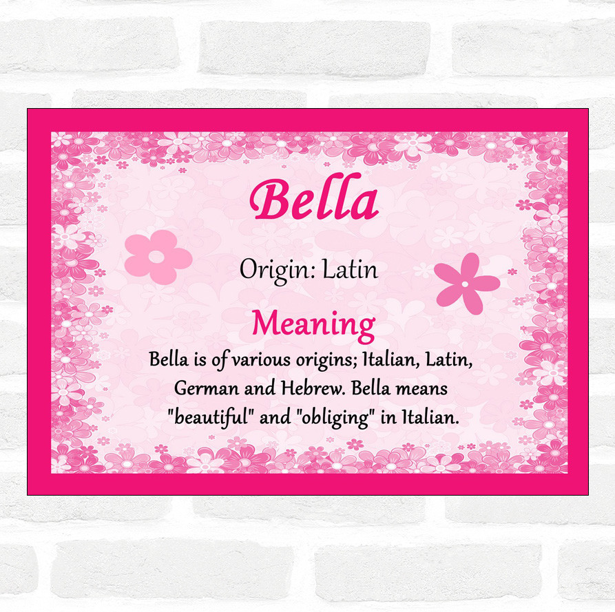 Bella Name Meaning Pink Certificate | eBay