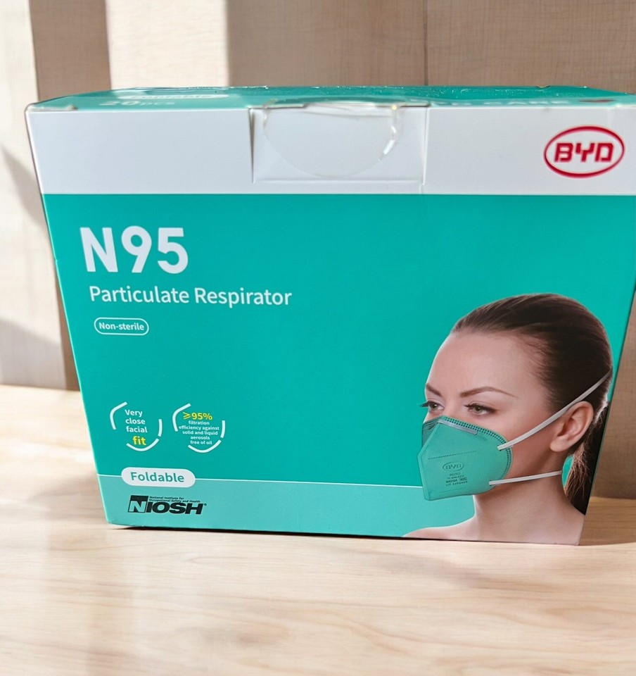 NEW 5 Boxes = 100 Indiv. Sealed NIOSH N95 Masks Model DE2322 (Exp 7/22 ...