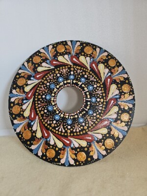 45 Record Hand Painted Dotting Technique Acrylic Multi Color One Side ...