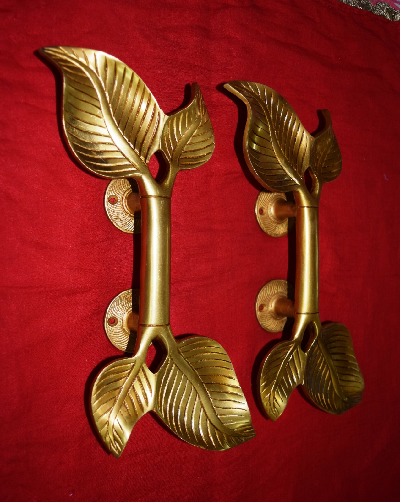 Golden Leaf Handle Brass Hand Craved Design Party Restaurant Door ...