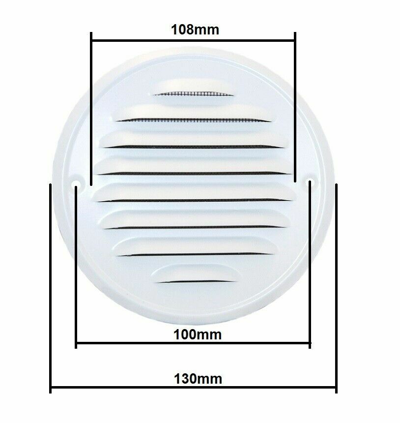 Metall Schwarz Rund Belüftung Grille 100mm Mit Flansch Und Fly Schrim ...