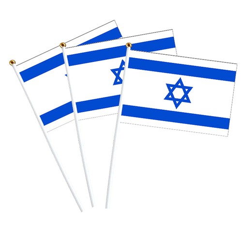 Hand Held Israel Flag Small 14x21cm Mini Stick Israeli Flags With ...