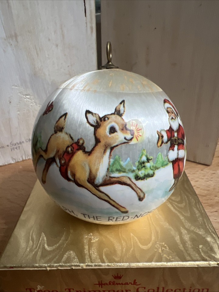 (#615) 1976 HALLMARK "RUDOLPH THE RED NOSED REINDEER" SATIN BALL ...