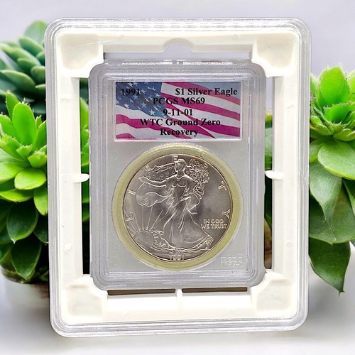 1991 WTC Ground Zero American Silver Eagle Recovery Coin PCGS MS 69 ...