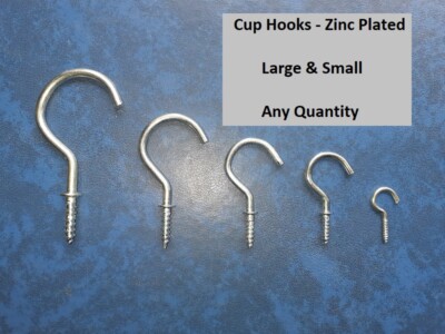 CUP HOOKS Small & Large - Strong Silver / Zinc Hanger Mug Kitchen ...