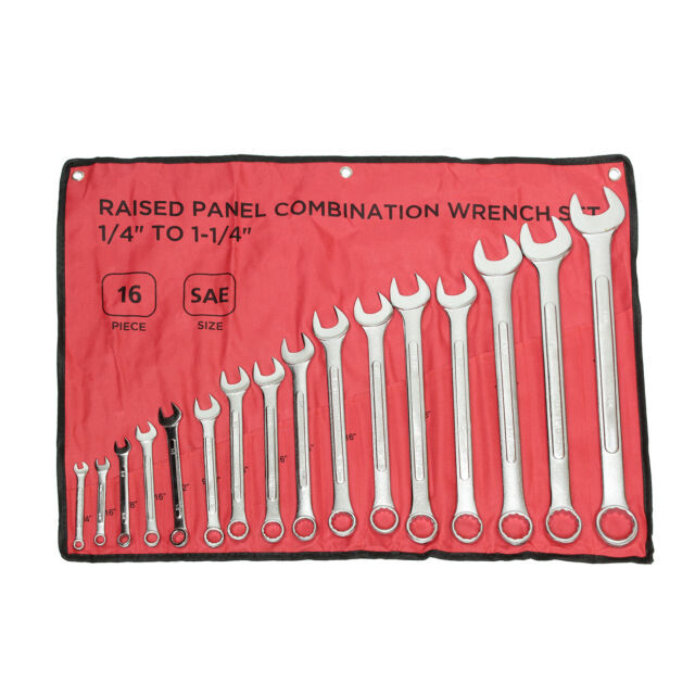 ABN‎ 6439 Raised Panel Combination Wrench Set 1/4in to 1-1/4in SAE - 16 ...
