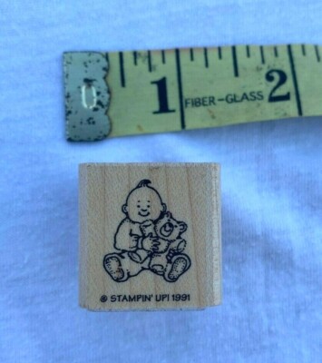 Stampin' UP! Rubber/Wood Stamp, 1 inch, Baby with Teddy Bear, Kids ...