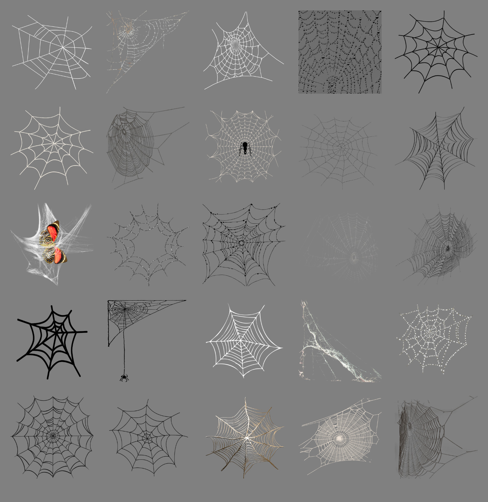 100 SPIDERS TRANSPARENT PNG PHOTOSHOP OVERLAYS, ISOLATED