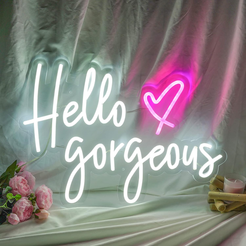 Hello Gorgeous Neon Sign, Dimmable Flashing LED Light for Wall Decor ...