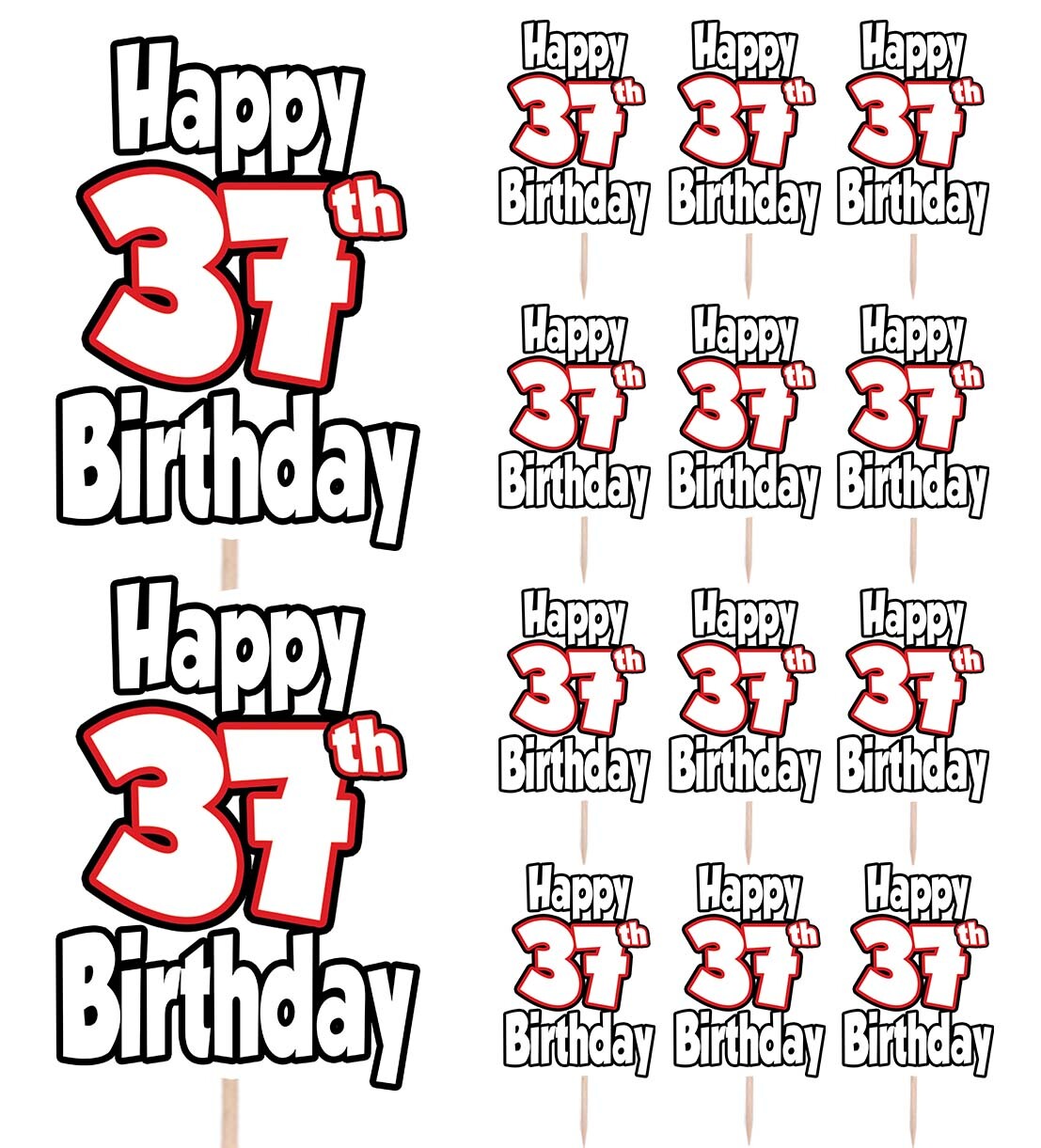 37th Birthday Number Cupcake Party Food Cake Toppers Decorations Picks ...