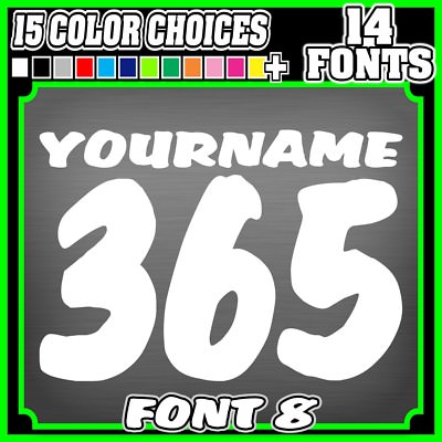 3 Motorcycle Name Number Plate Race Decals Stickers MX ATV SX BMX Dirt ...