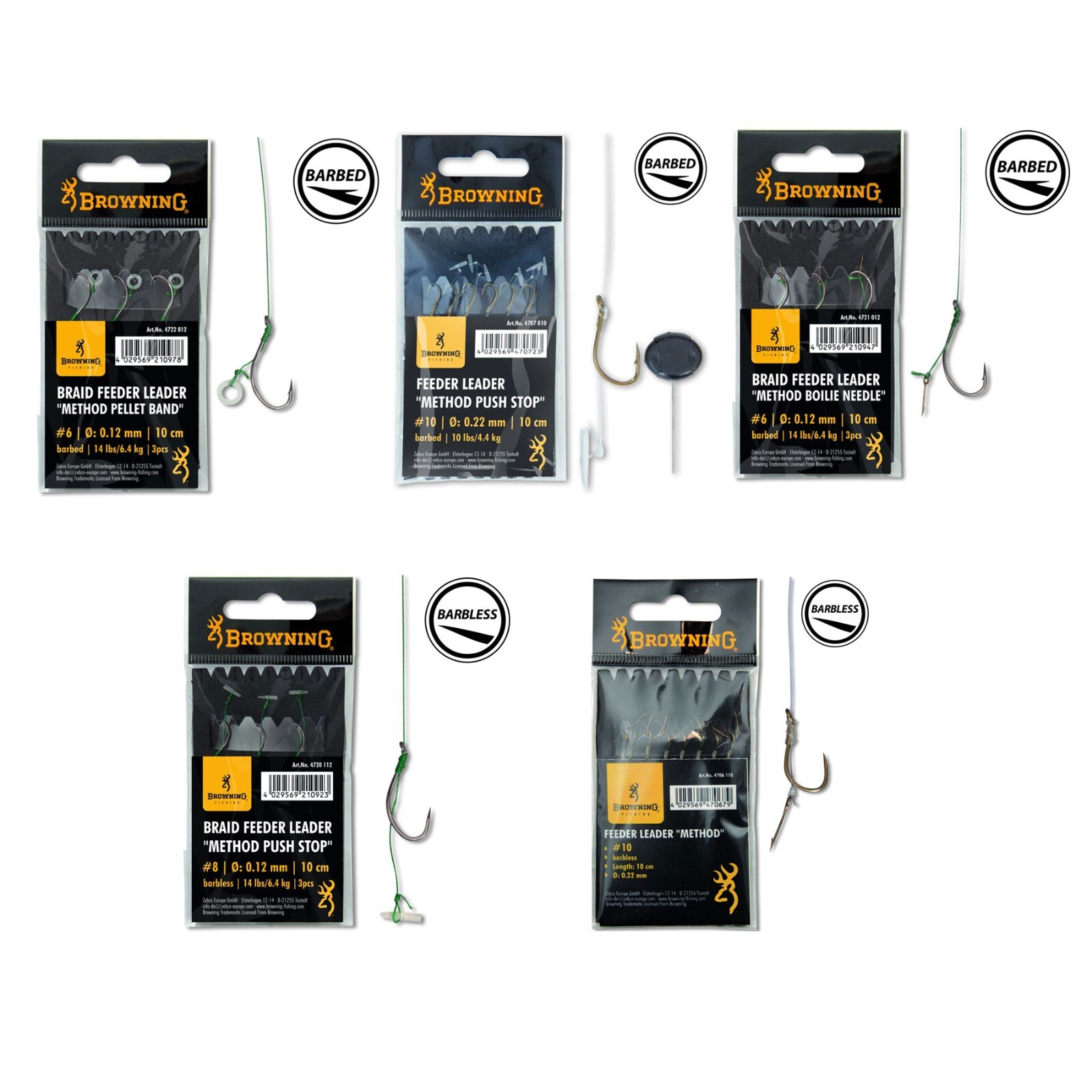 Browning Feeder Leader Method Push Stop Pellet Band Needle Spear ...