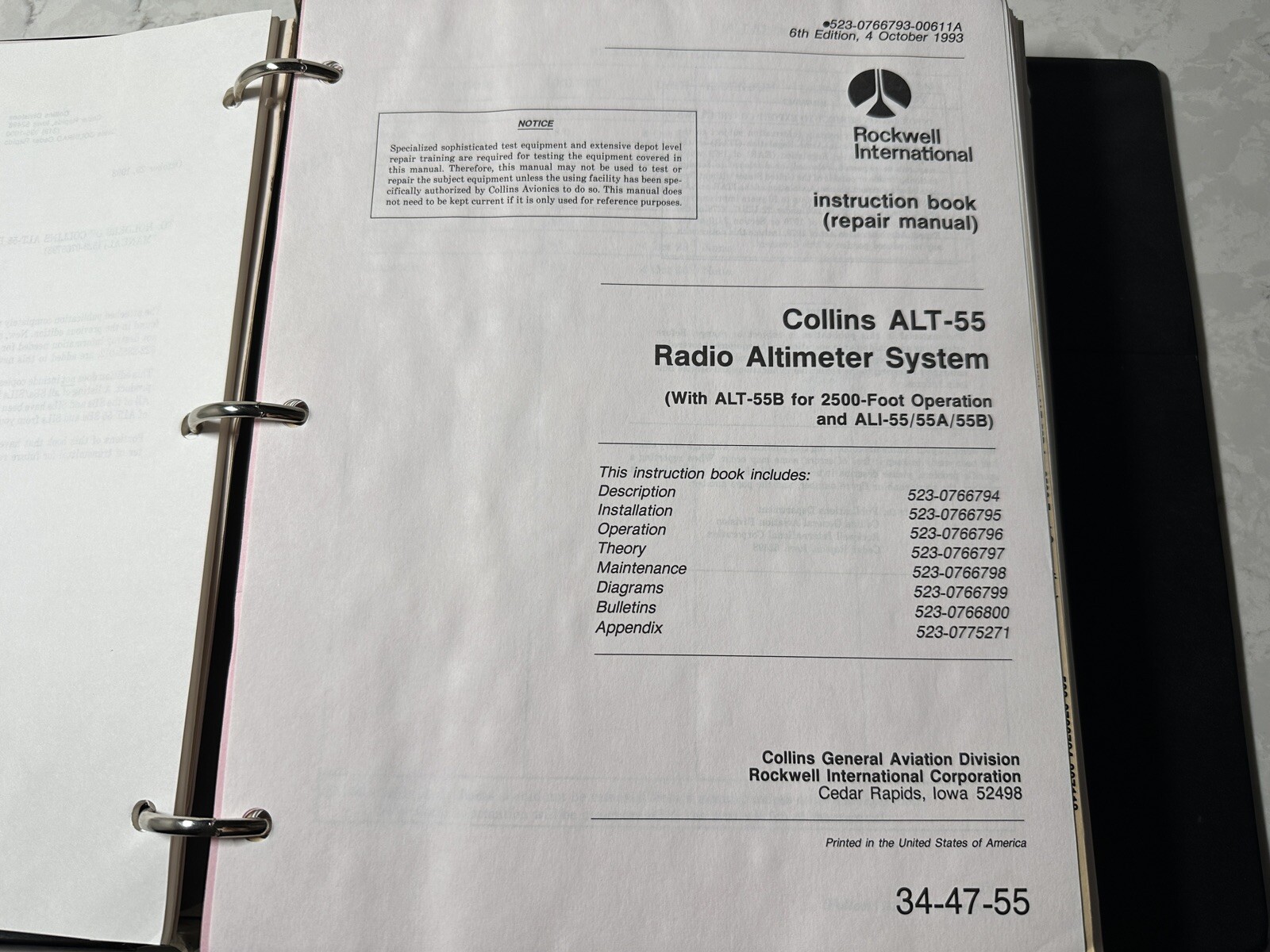 Collins ALT-55 Radio Altimeter System w/ ALT-55B for 2500' Op. Repair ...