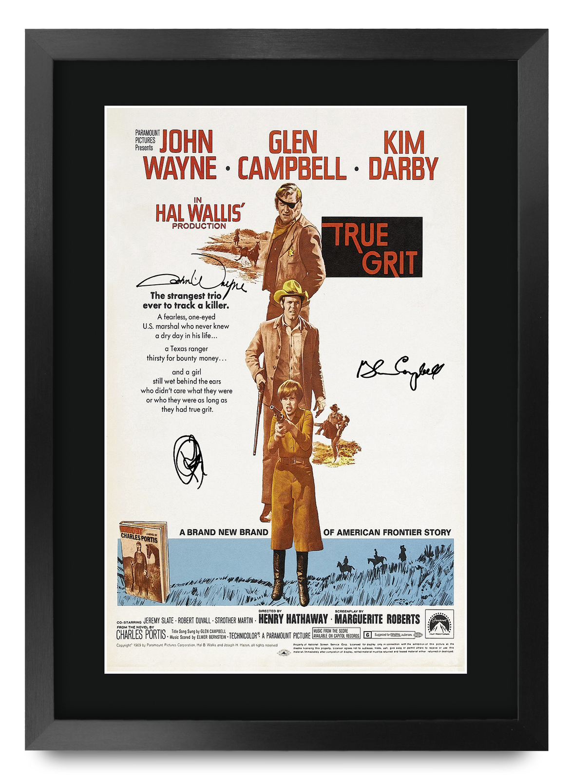 True Grit Movie A3 Framed Poster Printed Signed Picture for John Wayne ...