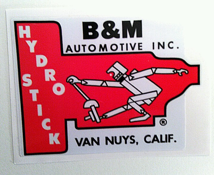 B&M hydro stick sticker decal hot rod rat vintage look car truck drag ...
