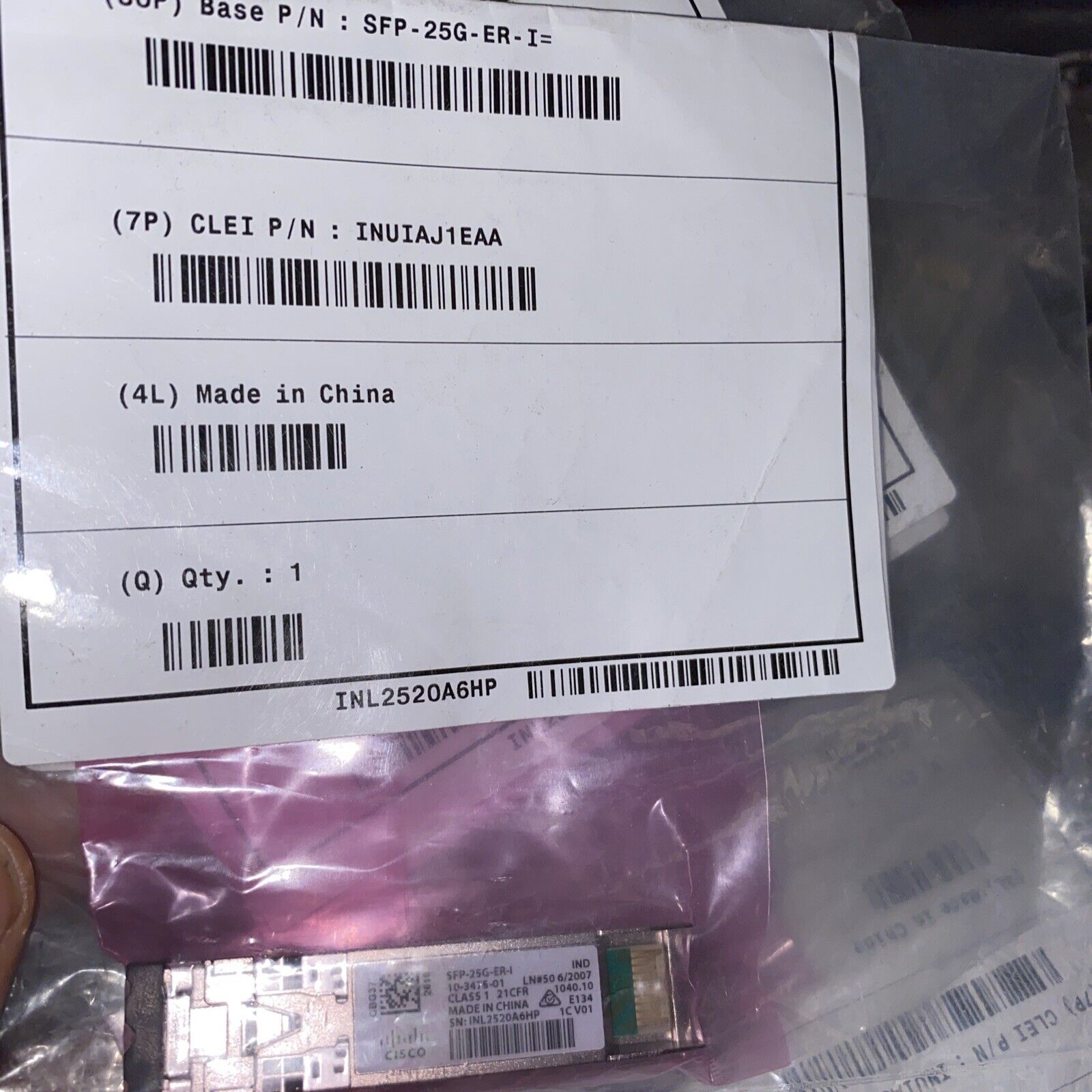 CISCO SFP-25G-ER-I Industrial Temperature 25G ER-I Two Years Warranty ...