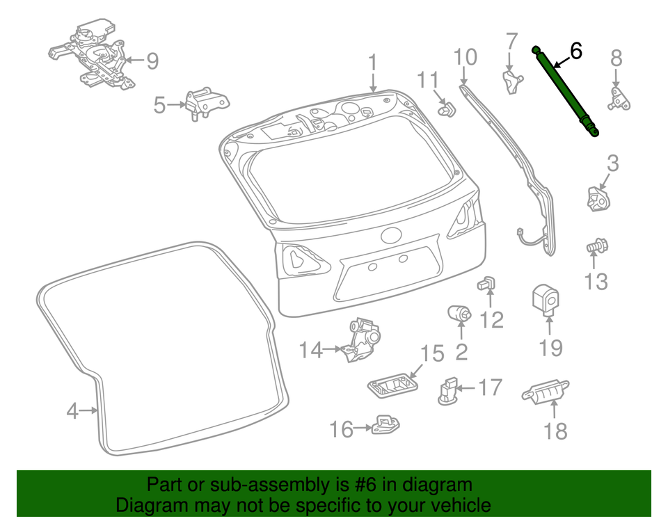 Right Side Passenger Genuine Lexus 2010-2015 Lexus - Lift Cylinder ...