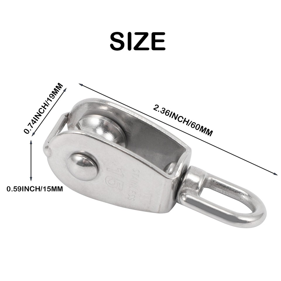 4PCS Single Pulley M15 Stainless Steel Small Pulley Roller For Rope ...