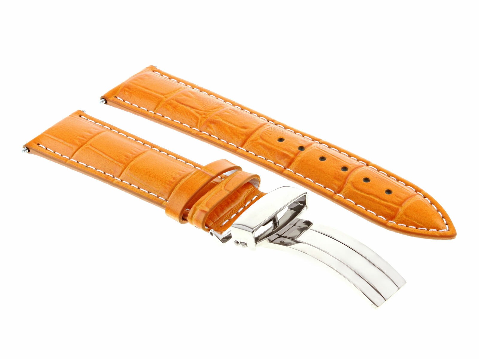 19MM LEATHER WATCH BAND STRAP DEPLOYMENT CLASP FOR INVICTA WATCH ORANGE ...