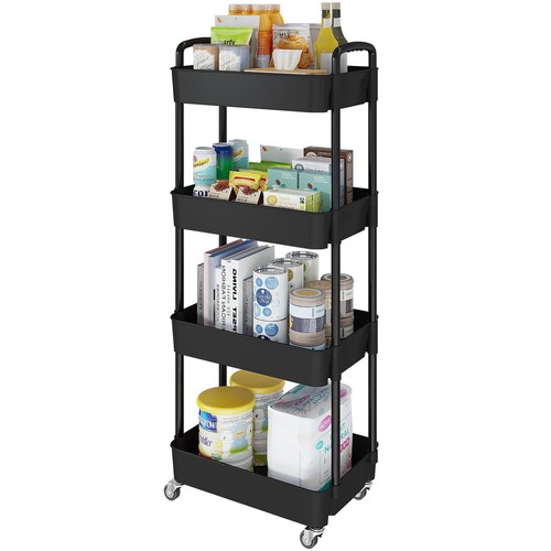 4-Tier Rolling Cart with Wheels,Multifunction Utility Storage carts ...