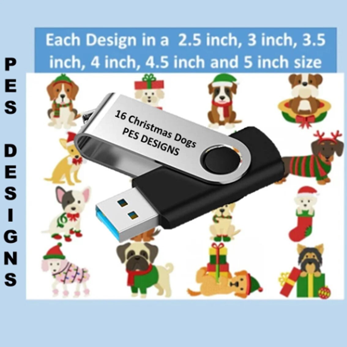 Christmas Xmas PES designs on USB pack Machine Embroidery files brother ...