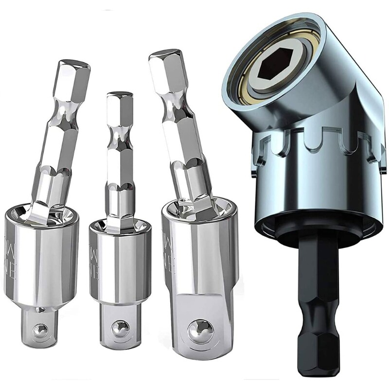360 Degree Rotatable Hex Shank Impact Driver Socket Adapter Set 4 Pcs ...
