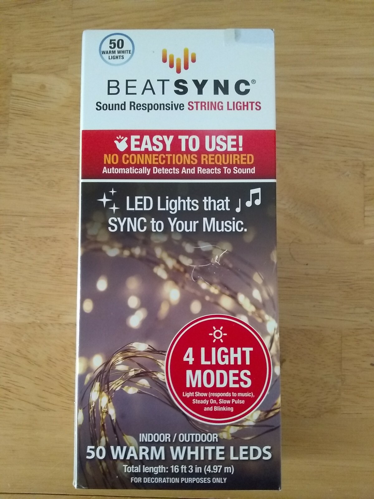 BeatSync Lights Sound Activated String Lights LED Sync To your Music 50 ...
