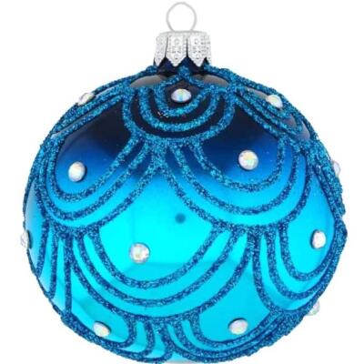 8cm ISABELLA TURQUOISE CRYSTAL BALL EUROPEAN BLOWN GLASS CHRISTMAS ...
