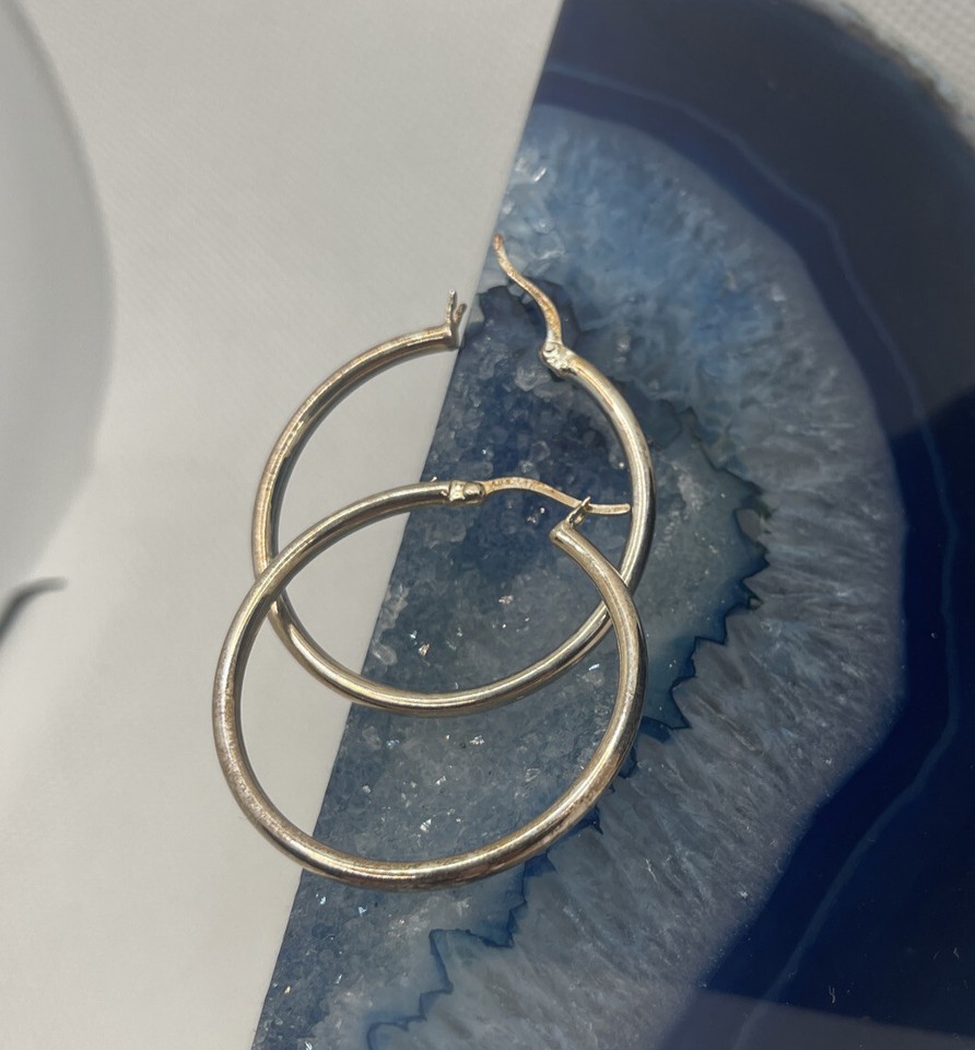 Sterling Silver AV 925 TH Hoop Earrings- 1 1/2” #172 | eBay