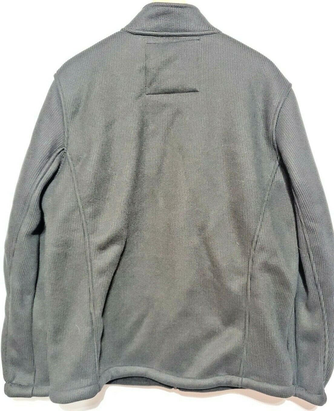 Gerry Gray Full Zip Jacket Lined Coat Waffle Ribbed Knit Fleece 1047676 ...