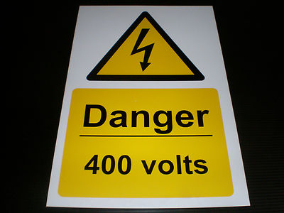 Danger 400 Volts Plastic Sign Or Sticker Choice Of Sizes Electrical ...
