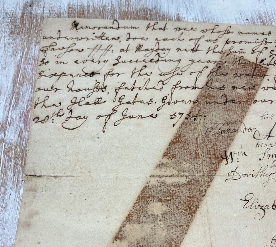 1714 Handwritten Memorandum Manuscript 18th c Payment Contract Multiple ...