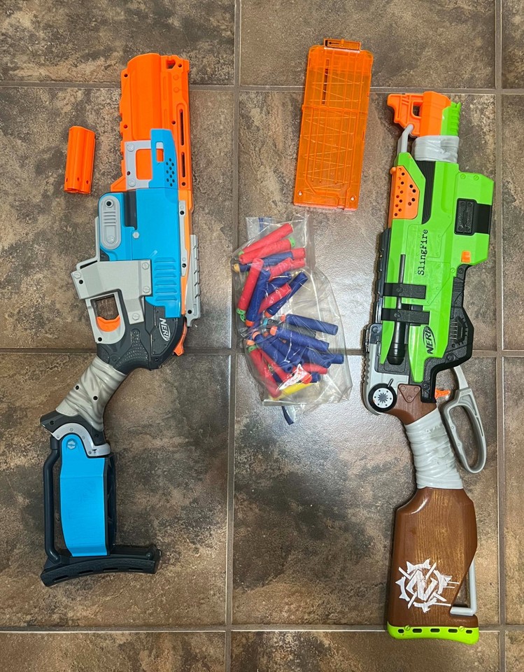 Nerf Zombie Strike Slingfire & Sledgefire Blaster Gun Clip Weapon 1 ...