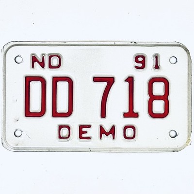 1991 United States North Dakota Demo Special License Plate DD 718 | eBay