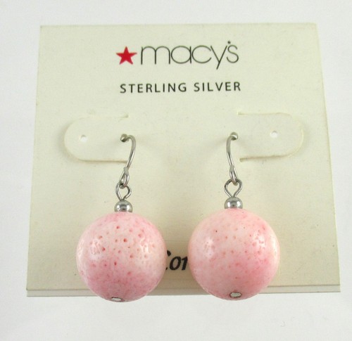 Macy's .925 Sterling Silver Coral Dangle Earrings Angel Skin Pink | eBay