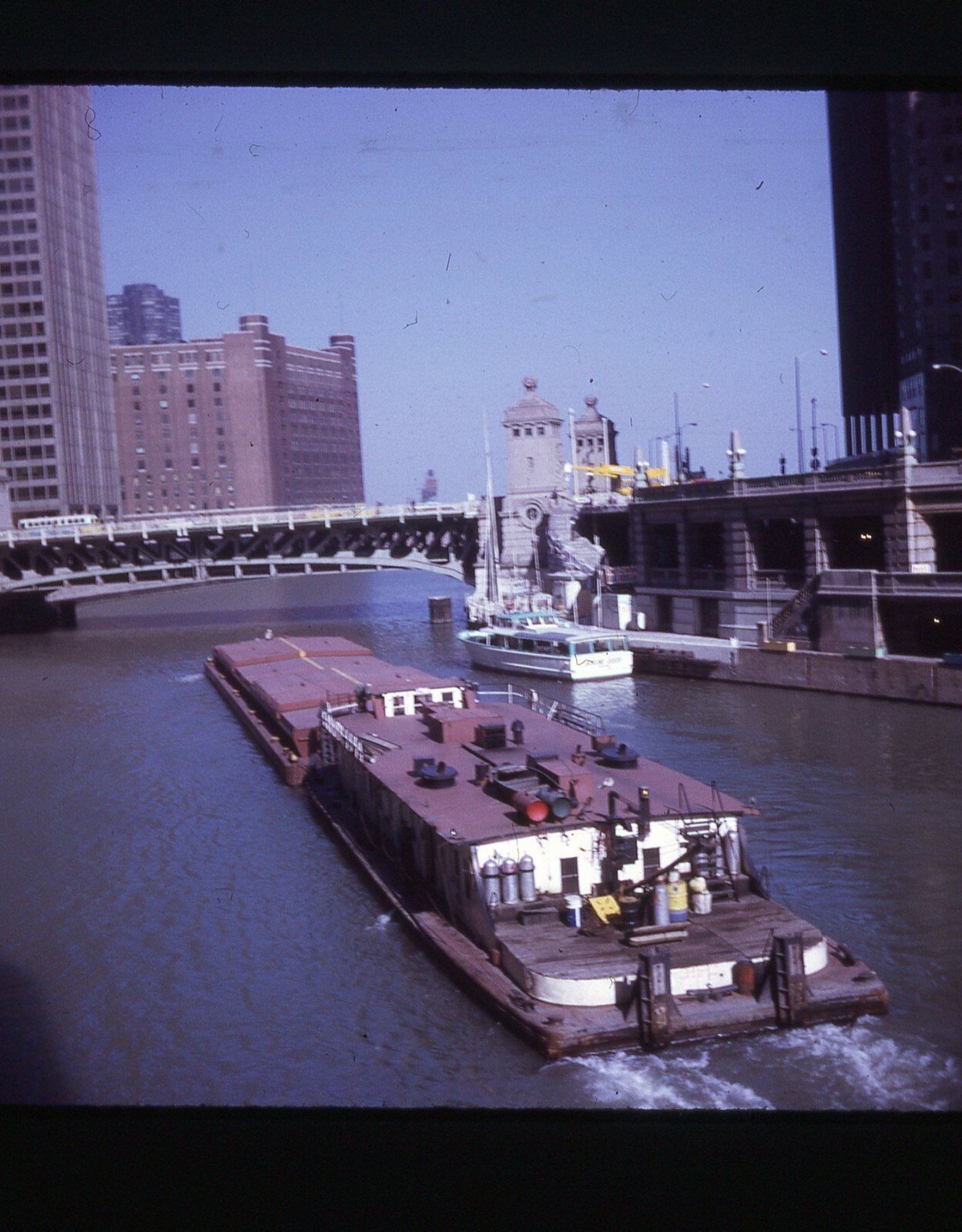 Chicago 1971 River Barge Bridge Buildings Vintage Color Slide | eBay