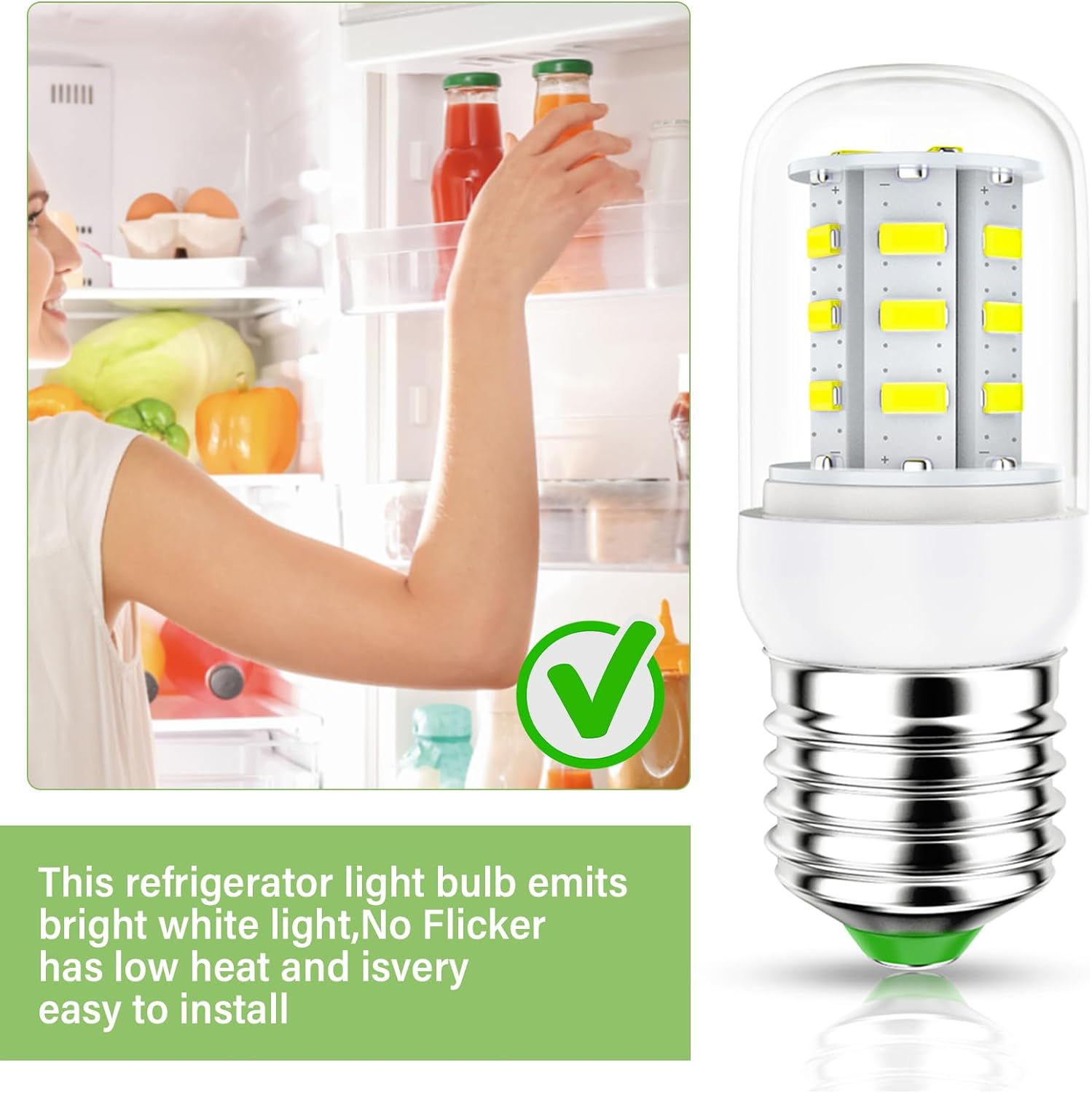 LED Refrigerator Light Bulb 3.5W (40W Halogen Bulb Equivalent),Daylight ...