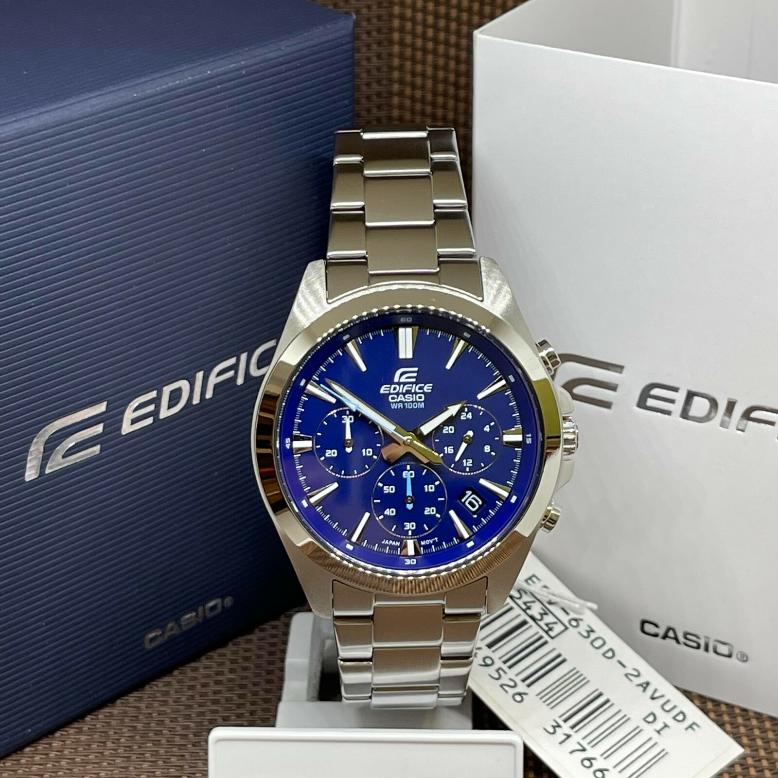 Casio Edifice EFV-630D-2A Simple Blue Analog Chronograph Men's Sporty ...