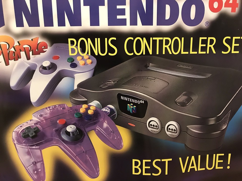 N64 Nintendo 64 Promo Store Display Banner Sign Vintage Atomic Purple ...