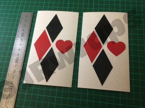 (X2) HARLEY QUINN DIAMONDS LOVE HEART STICKERS DECALS JOKER SUICUIDE ...