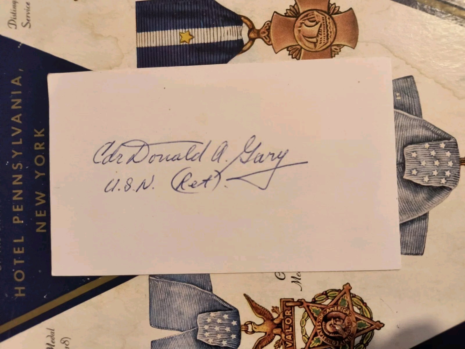 WWII Medal of Honor Recipient Cdr. DONALD A. GARY Signed 3x5 Card X ...