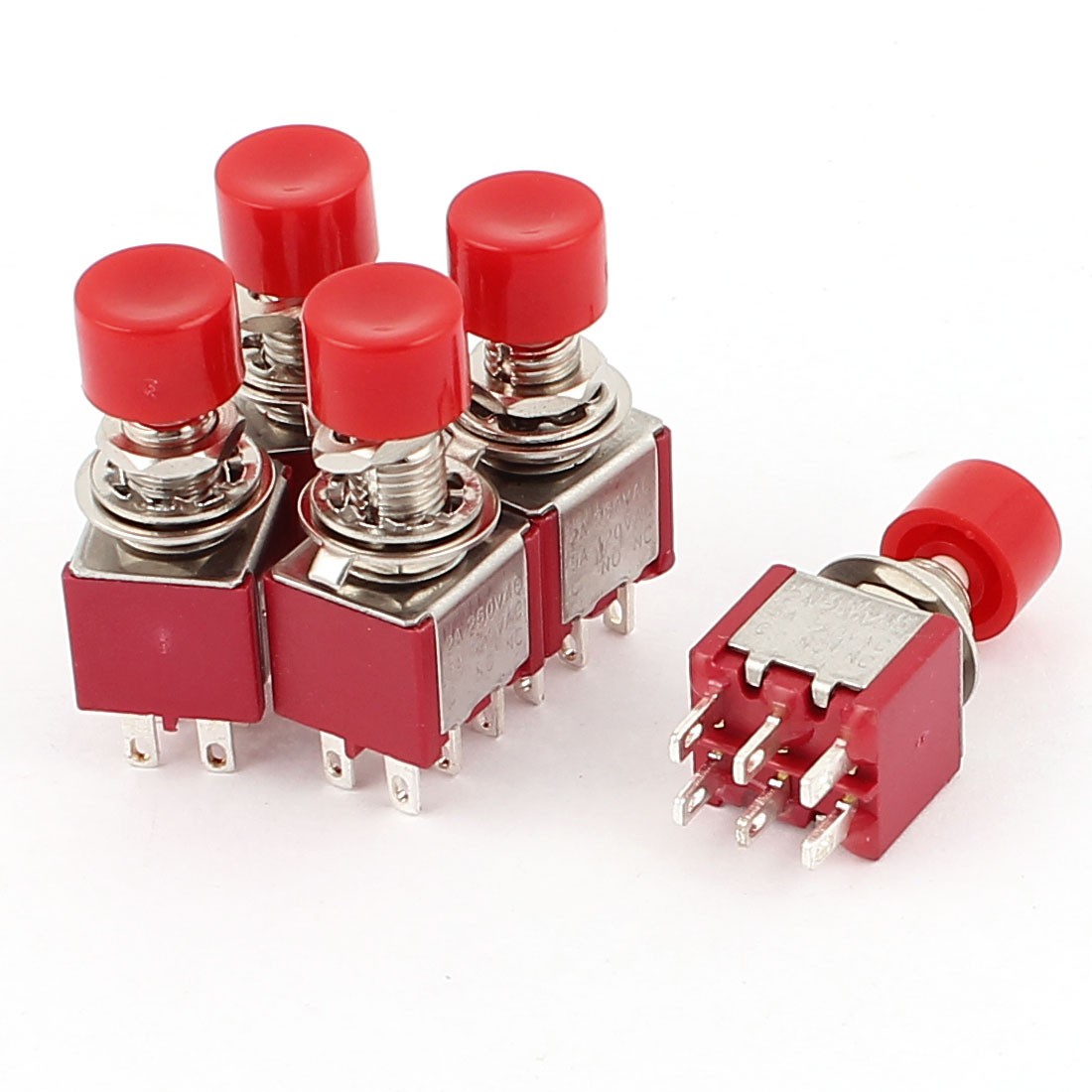 AC 250V/2A 120V/5A 6 Pin DPDT Momentary Tactile Tact Pushbutton Switch ...