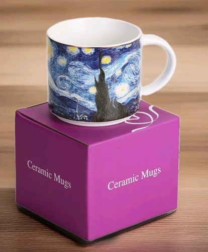 Starry Night 12oz Coffee Tea Mug Art Gift Printed Ceramic w Spoon Van ...