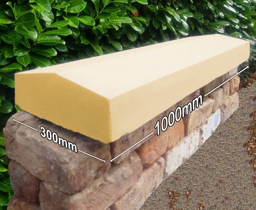 3x Decorative Cast Stone Apex Wall Copings, 1000mm x 300mm Driplines ...