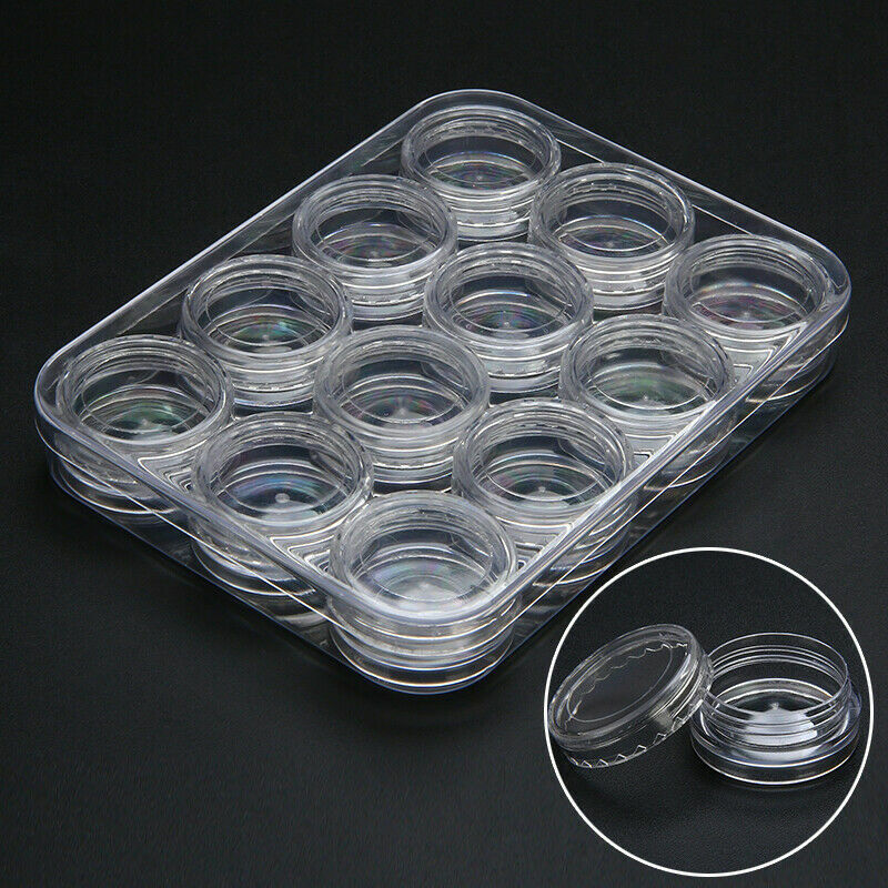 12Pcs Clear Plastic Case Bead Containers Round Small Jewelry Bead ...