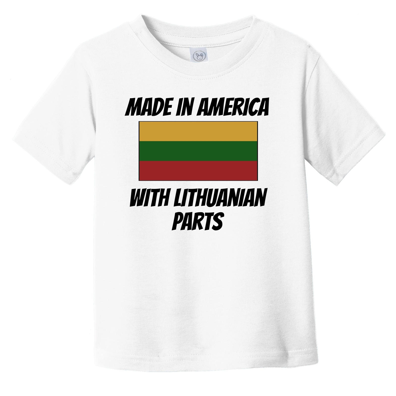 Made In America With Lithuanian Parts Lithuania Flag Funny Toddler T ...
