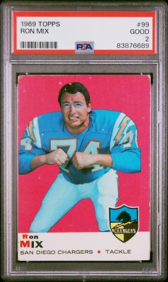 1969 Topps #99 Ron Mix NFL San Diego Chargers HOF - Authentic Vintage ...